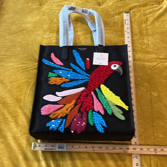 kate spade | Bags | Kate Spade Canvas Wleather Trim Sequin Parrot Large ...
